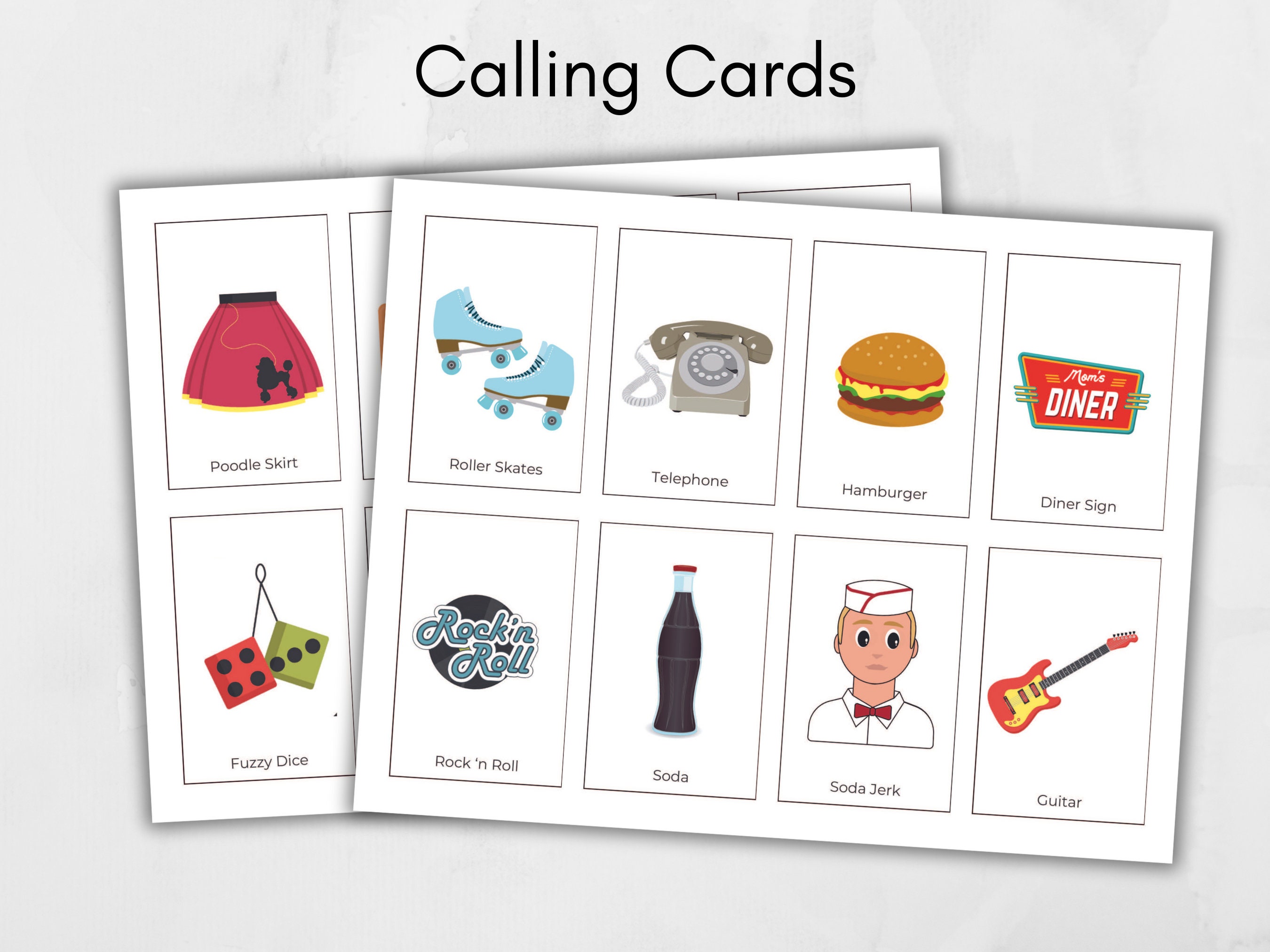1950s Bingo, 50s Bingo, 50s Game, 1950s Bingo Cards, 50s Party Game ...