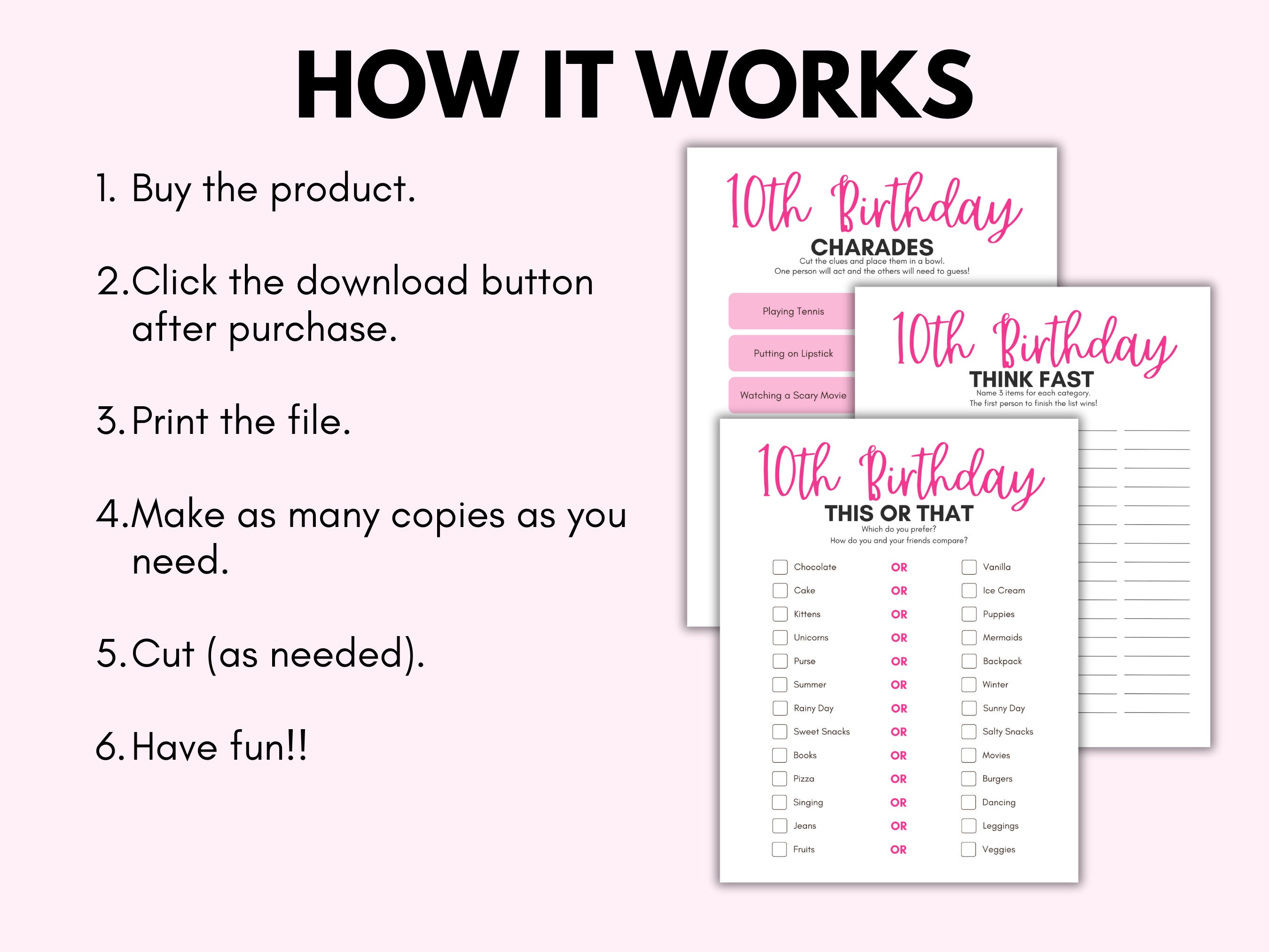 10th Birthday Party Games, 10 Year Old Party Games, Tenth Birthday ...