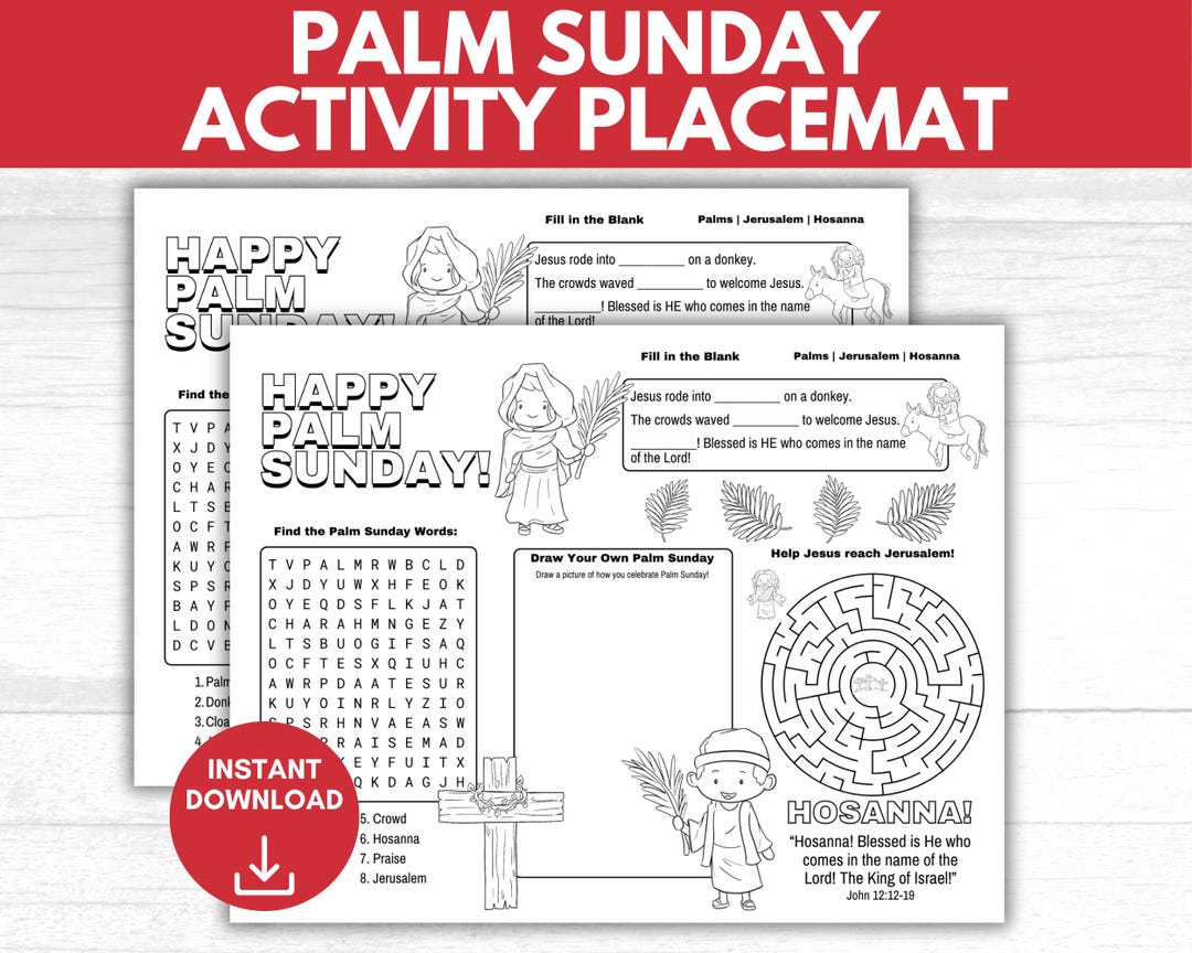 Palm Sunday Activity, Palm Sunday Coloring Page for Kids, Palm Sunday ...