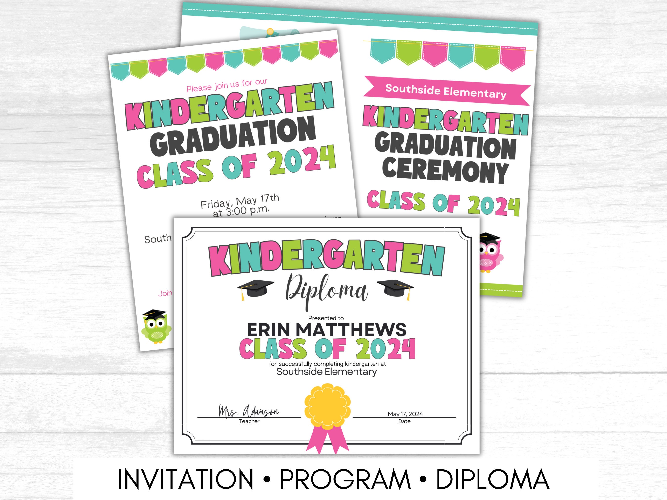 Kindergarten Graduation Templates, Graduation Program, Kindergarten ...