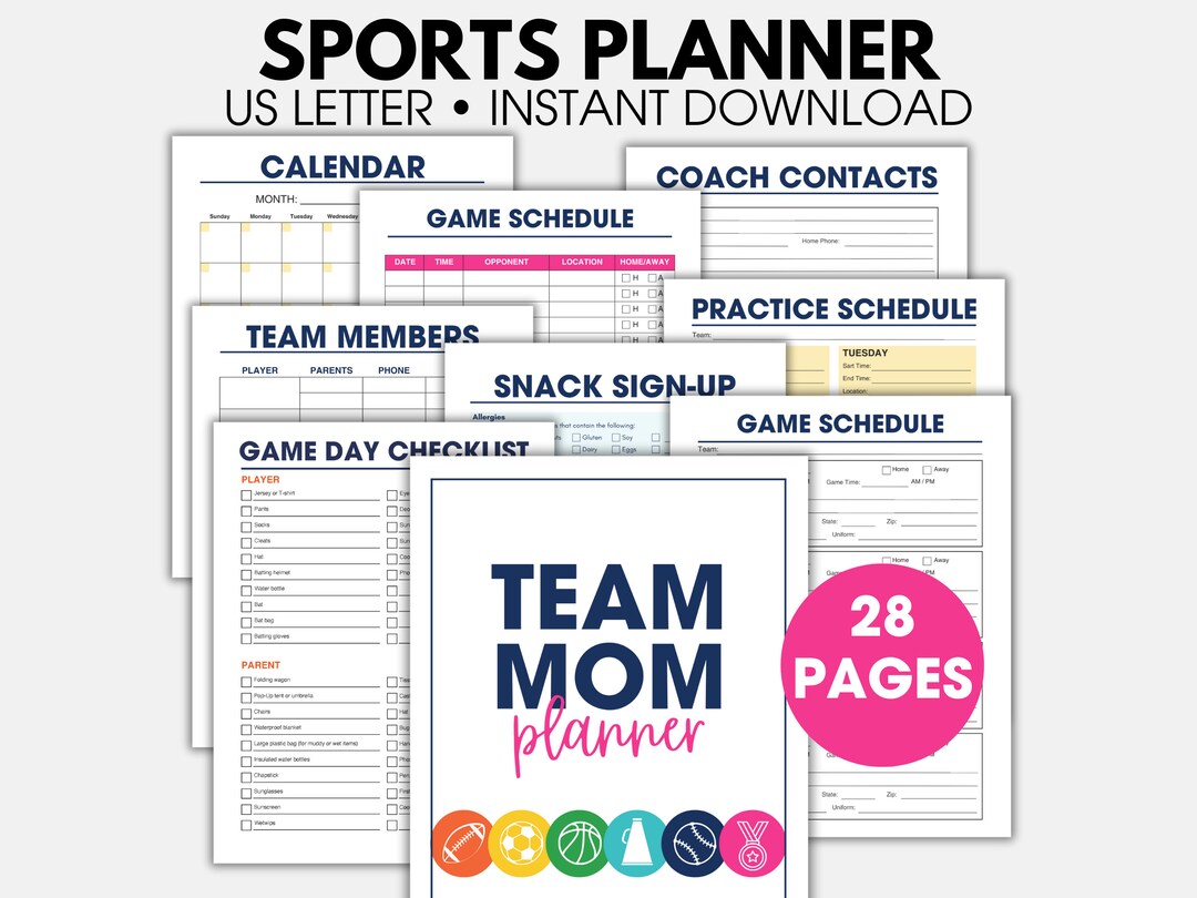 Team Mom Planner, Kids Sports Planner, Team Mom Binder, Mom Sports ...