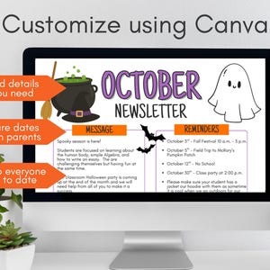 October Classroom Newsletter Template, Halloween Classroom Newsletter ...