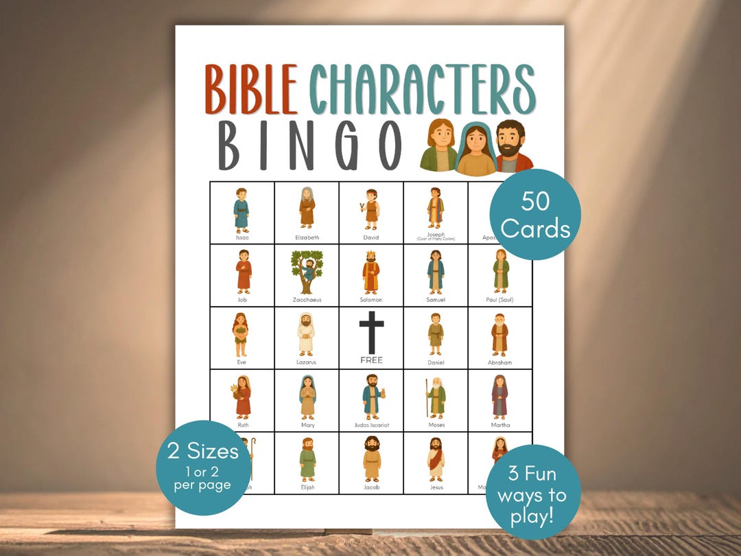 Bible Characters Bingo, Bible Bingo Game, Bible Bingo for Teens, Kids ...