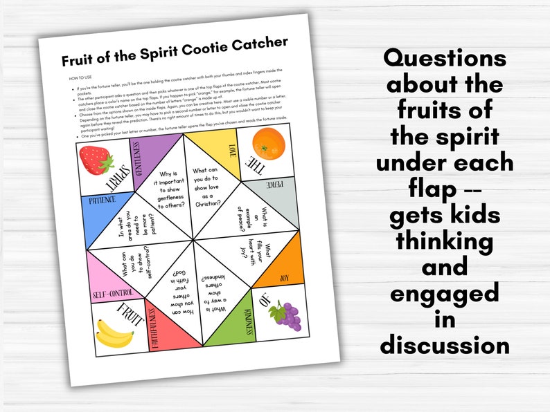 Fruit of the Spirit Cootie Catcher, Fruit of the Spirit Craft, Fruit of ...