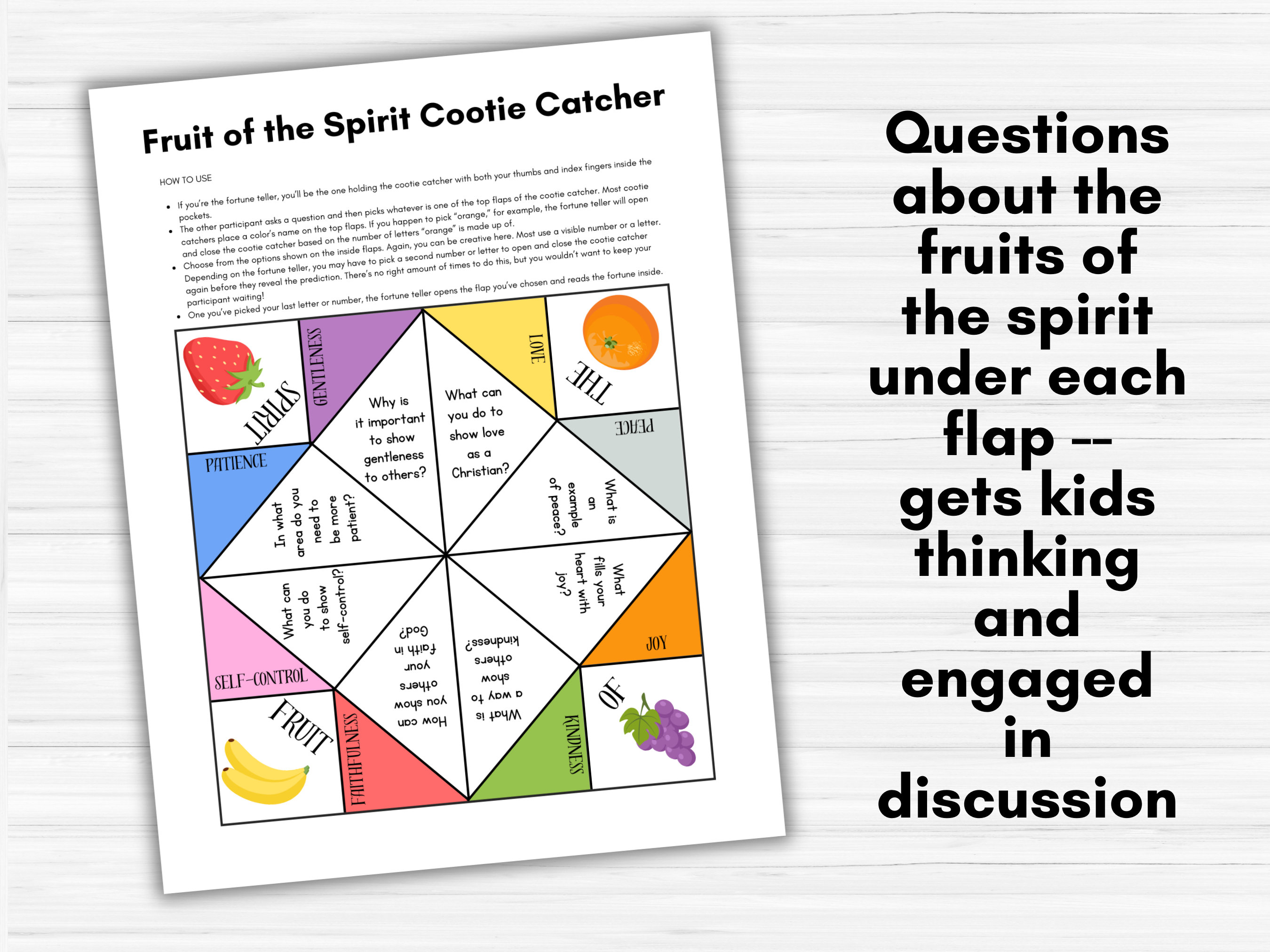 Fruit of the Spirit Cootie Catcher, Fruit of the Spirit Craft, Fruit of ...