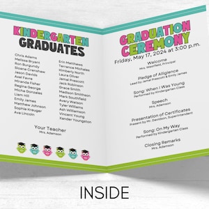 Kindergarten Graduation Program Template, Graduation Program for ...