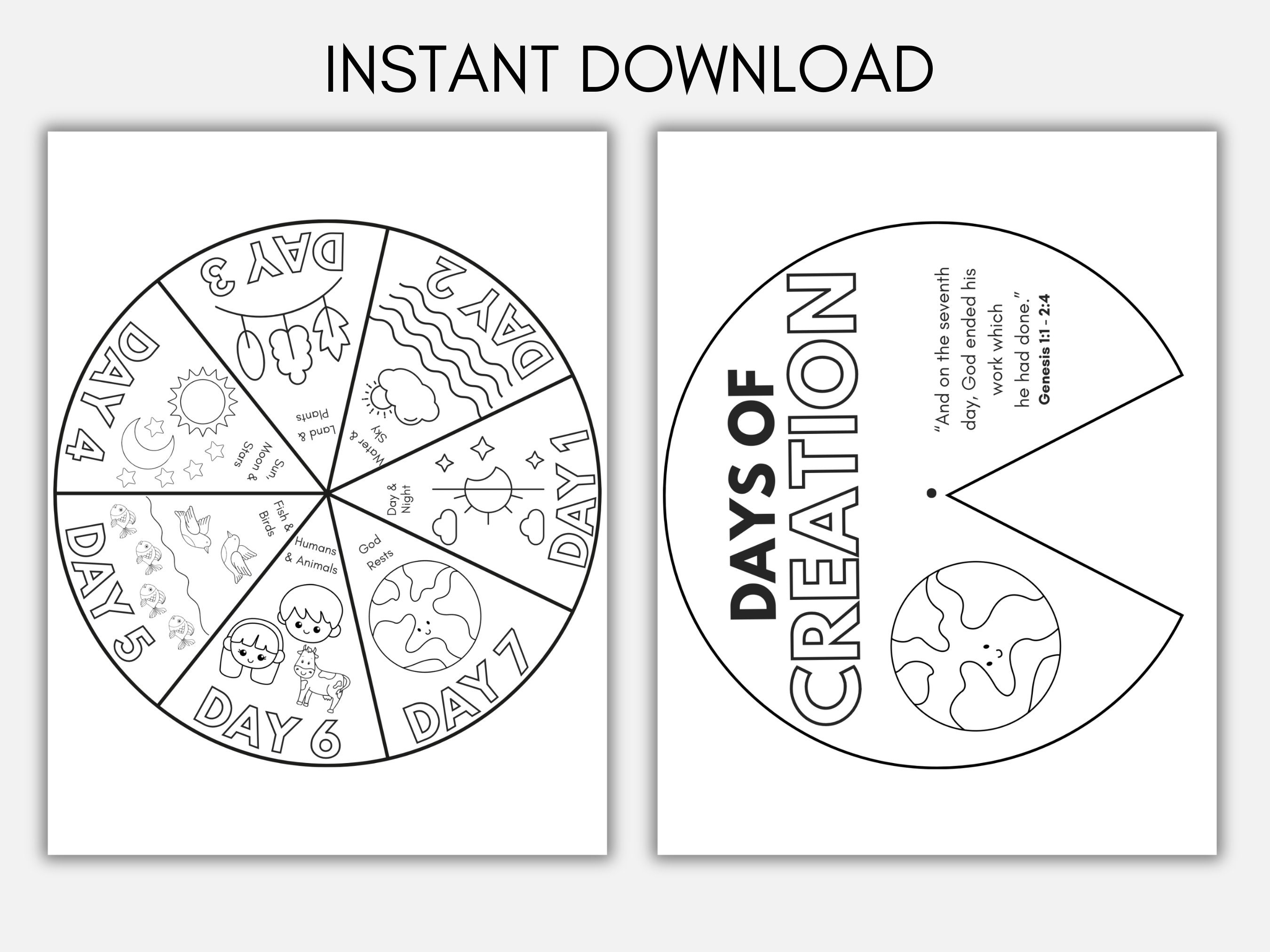 Days of Creation Coloring Wheel, Spinner Wheel, Sunday School Activity ...