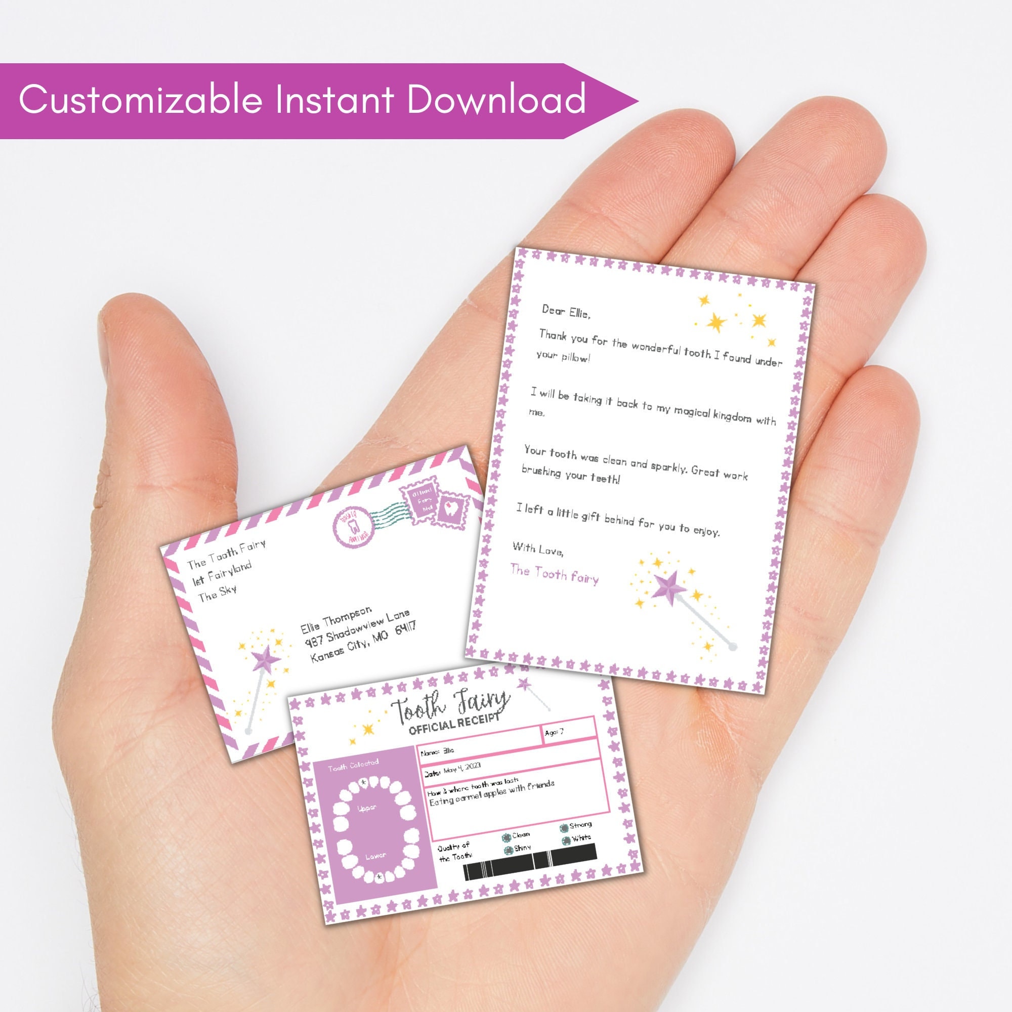 Mini Tooth Fairy Letter, Printable Tooth Fairy Receipt, Printable Tooth Fairy Letter, Tooth ...
