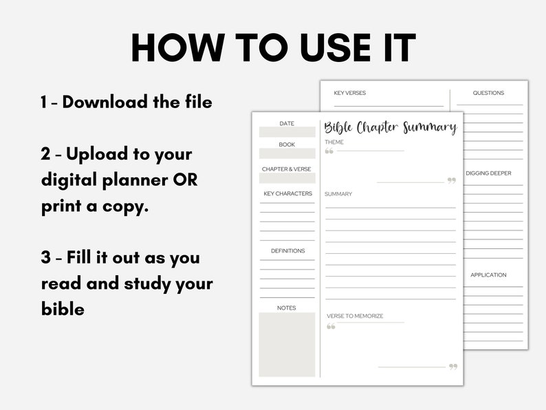Bible Chapter Summary Template, Printable Bible Chapter Summary, Bible ...
