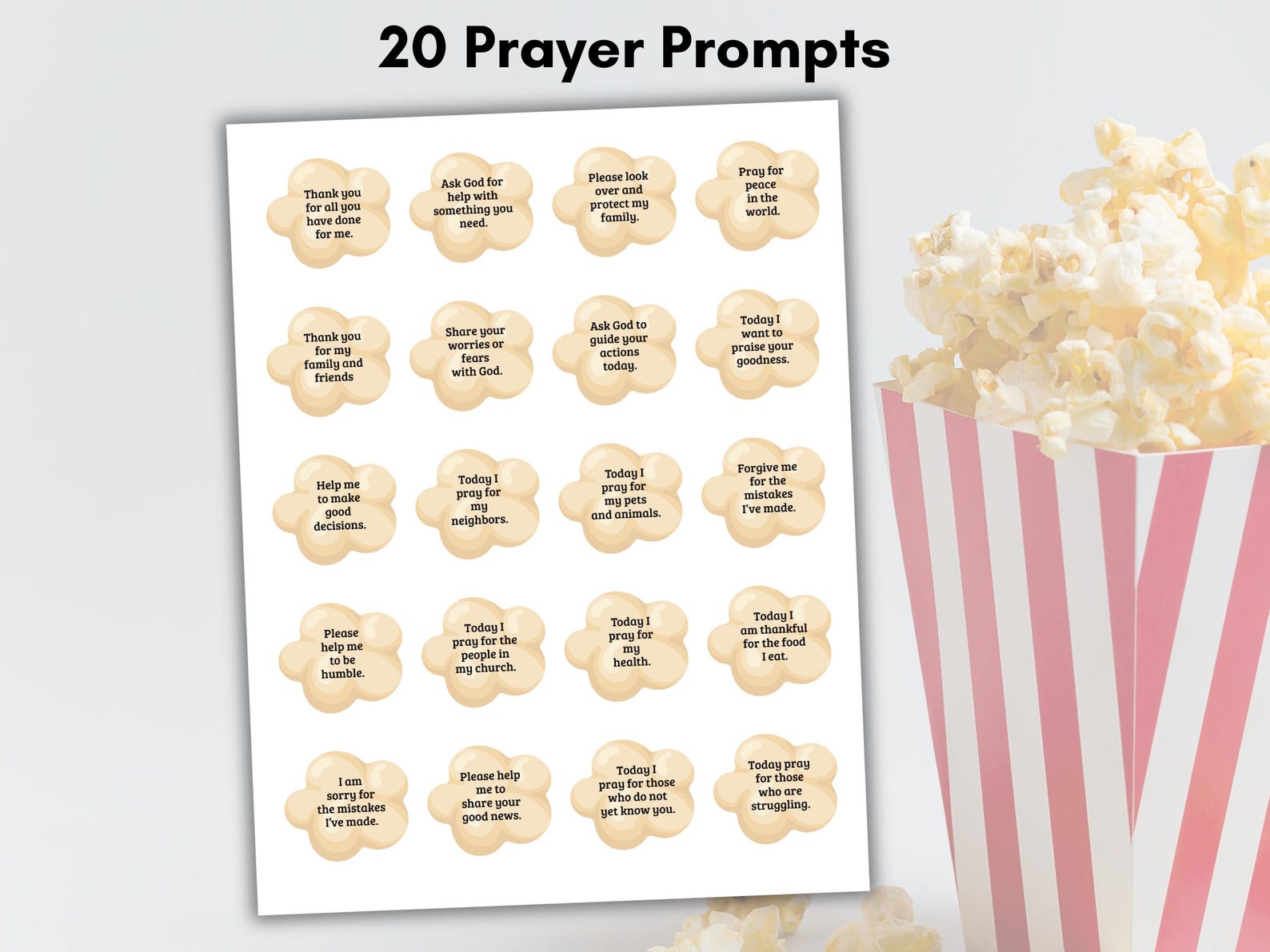 Prayer Popcorn Activity for Kids, Learn to Pray Activity, Teach Kids ...
