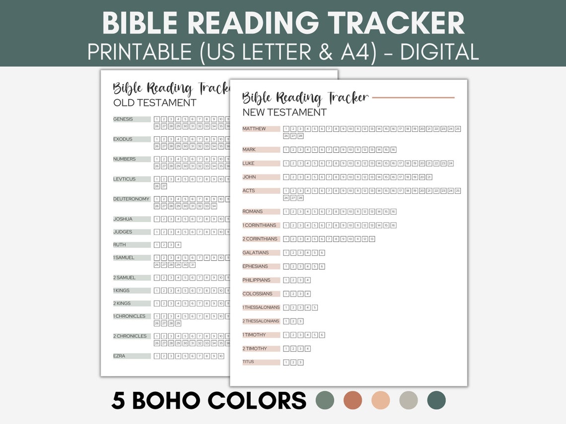 Bible Tracker Printable, Bible Books Printable Tracker, Bible Reading ...