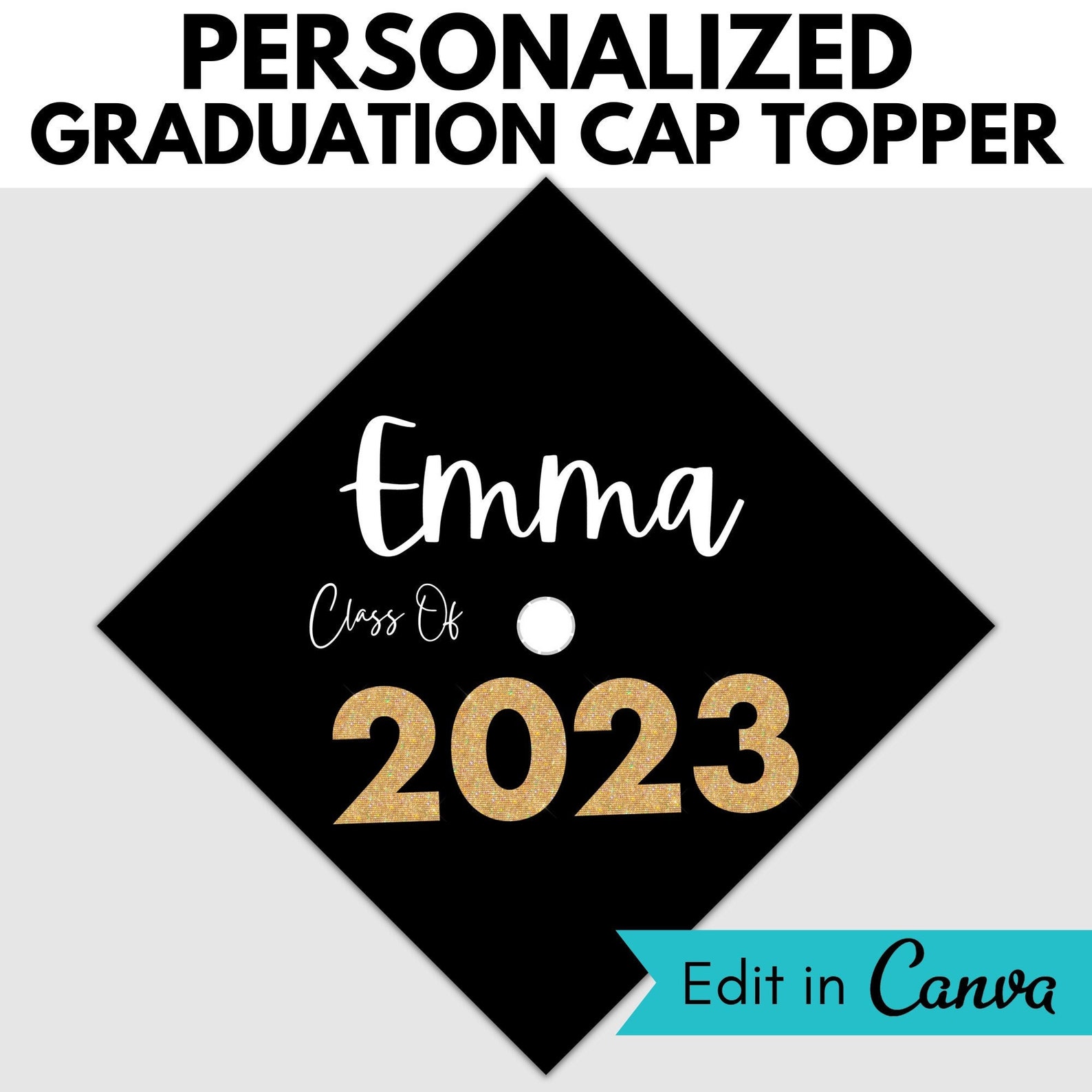 Personalized Graduation Cap Topper Canva Template Editable - Etsy