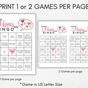 Mother's Day Bingo, Printable Mother's Day Bingo Game, Things Moms Say ...