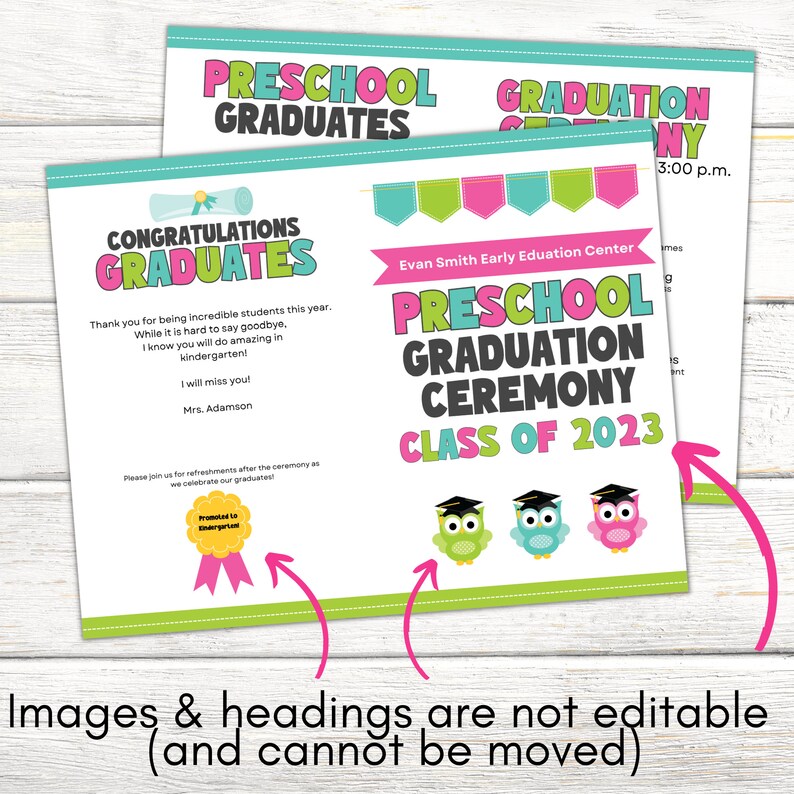 Preschool Graduation Program Template, Graduation Program for Preschool ...