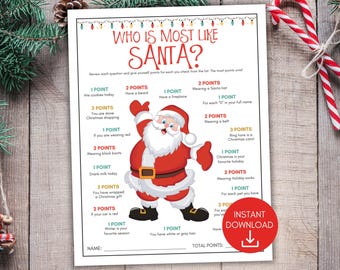 Who is Most Santa Like Santa Claus, Christmas Party Game, Office Party ...