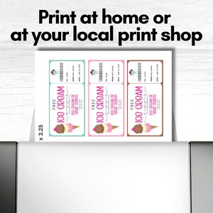 Printable Ice Cream Coupons, Ice Cream Voucher, Editable Ice Cream ...