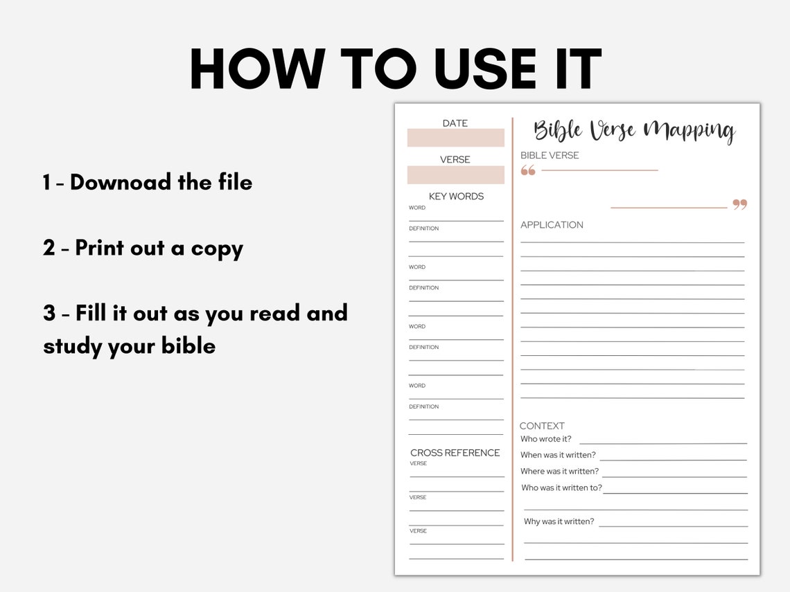 Bible Verse Mapping Template Scripture Mapping Journal - Etsy