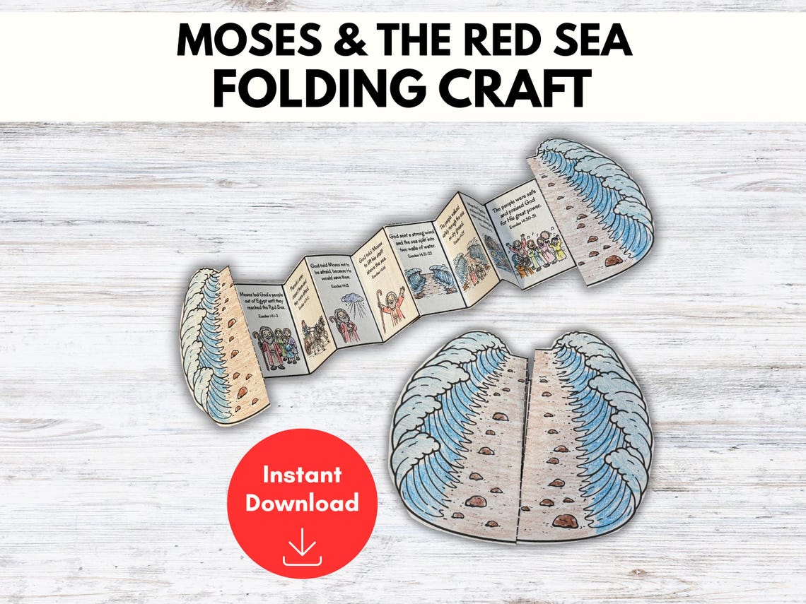 Moses Parting the Red Sea Bible Craft, Printable Bible Story Craft for ...
