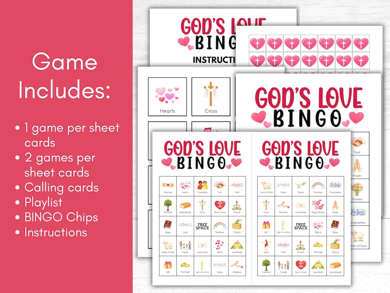 God's Love Bingo, Valentine's Day Christian Game, Bible Game for Church ...