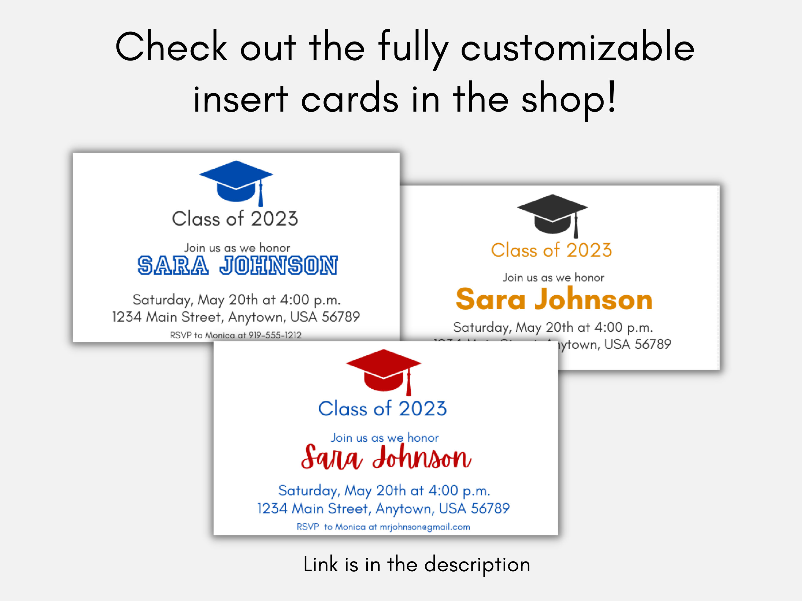Printable Graduation Insert Card, Graduation Party Insert, Graduation ...