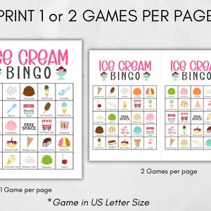 Ice Cream Bingo, Ice Cream Shop Bingo, Printable Bingo Cards, Ice Cream ...