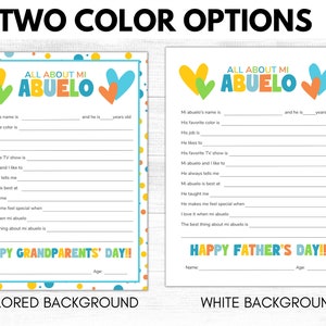 All About Mi Abuelo Printable, Grandpa Father's Day Gift, All About ...