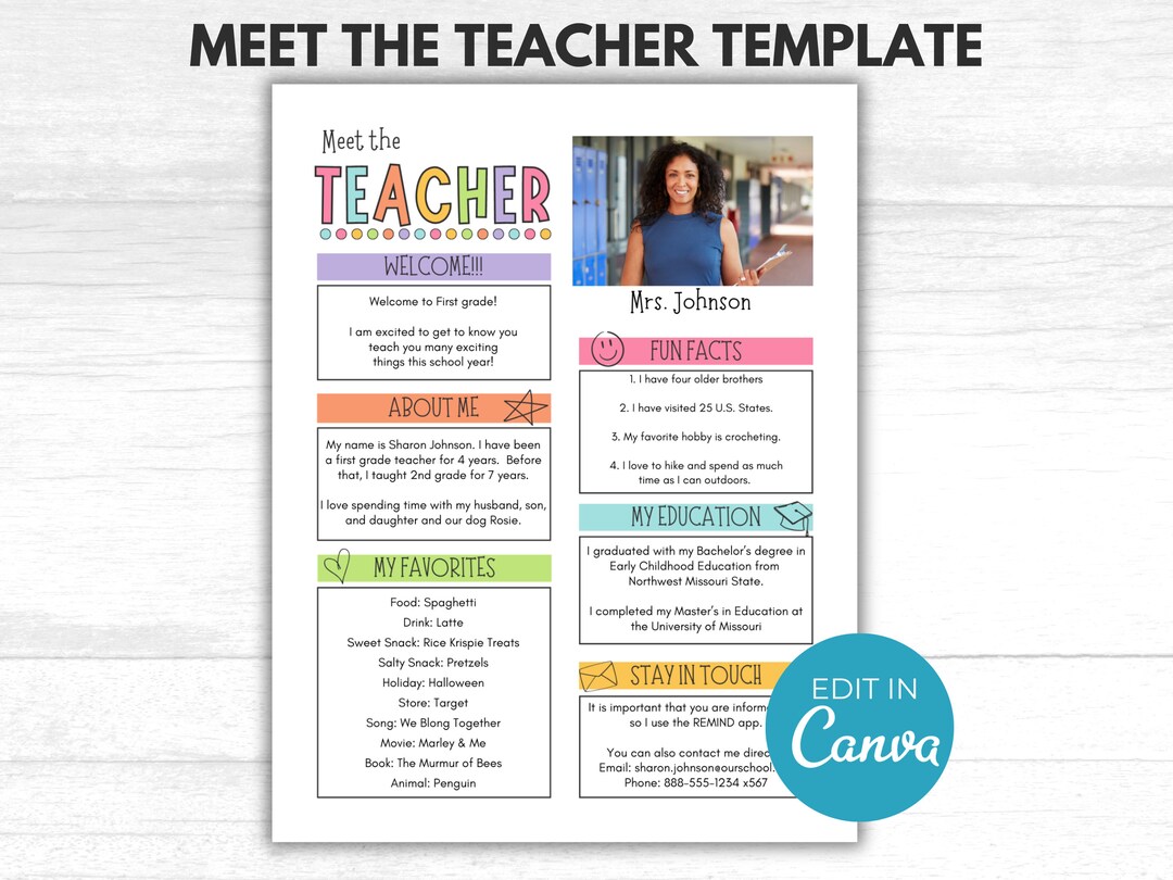 Meet the Teacher Template, Editable Meet the Teacher Template, Teacher ...