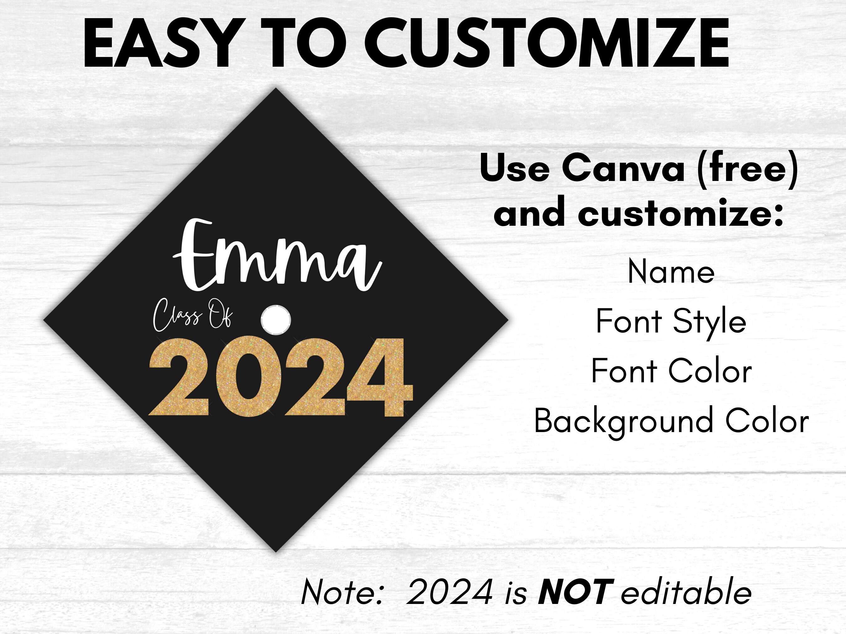 Personalized Graduation Cap Topper Canva Template, Editable Graduation ...