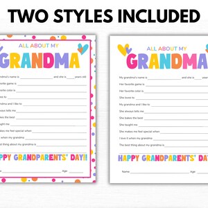 All About My Grandma Printable, Grandparents Day Printable ...