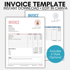 Invoice Template, Canva Invoice Template, Bakery Business Invoice ...