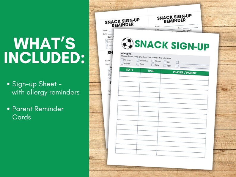 Soccer Snack Sign up Sheet, Soccer Snack Schedule Template, Team Mom ...