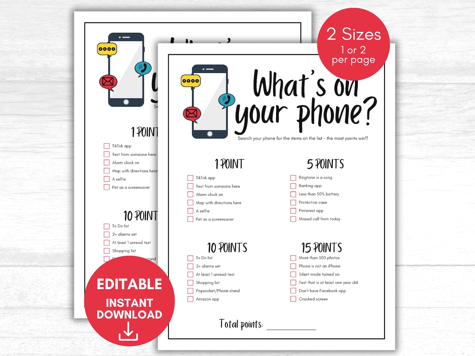 Editable What's on Your Phone Game, What's on Your Cell Phone, What's ...