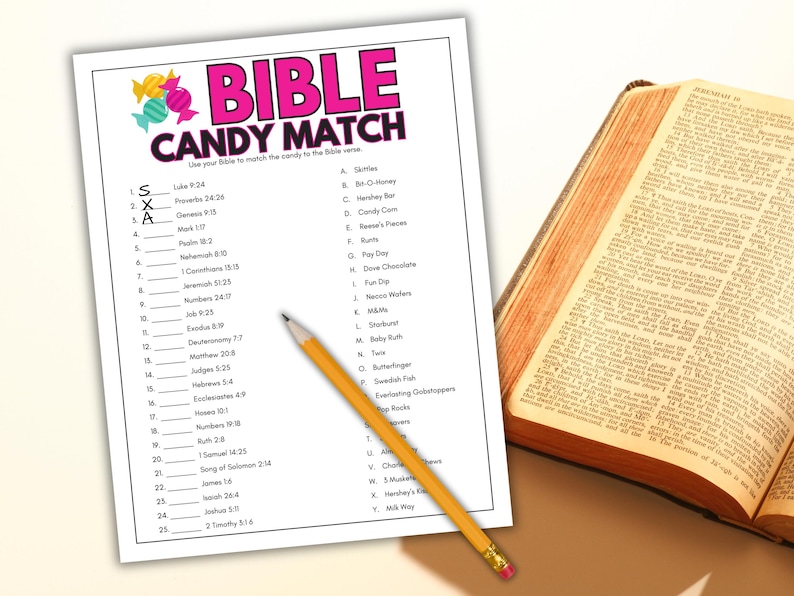 Bible Candy Match Game, Bible Match Party, Bible Games for Kids, Bible ...