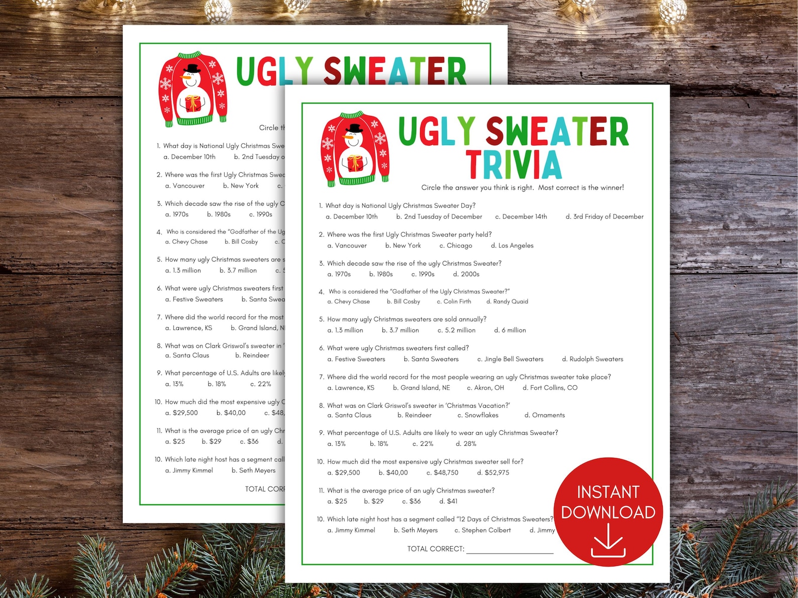 Ugly Sweater Party Trivia Game, Ugly Sweater Party Games, Office Party ...