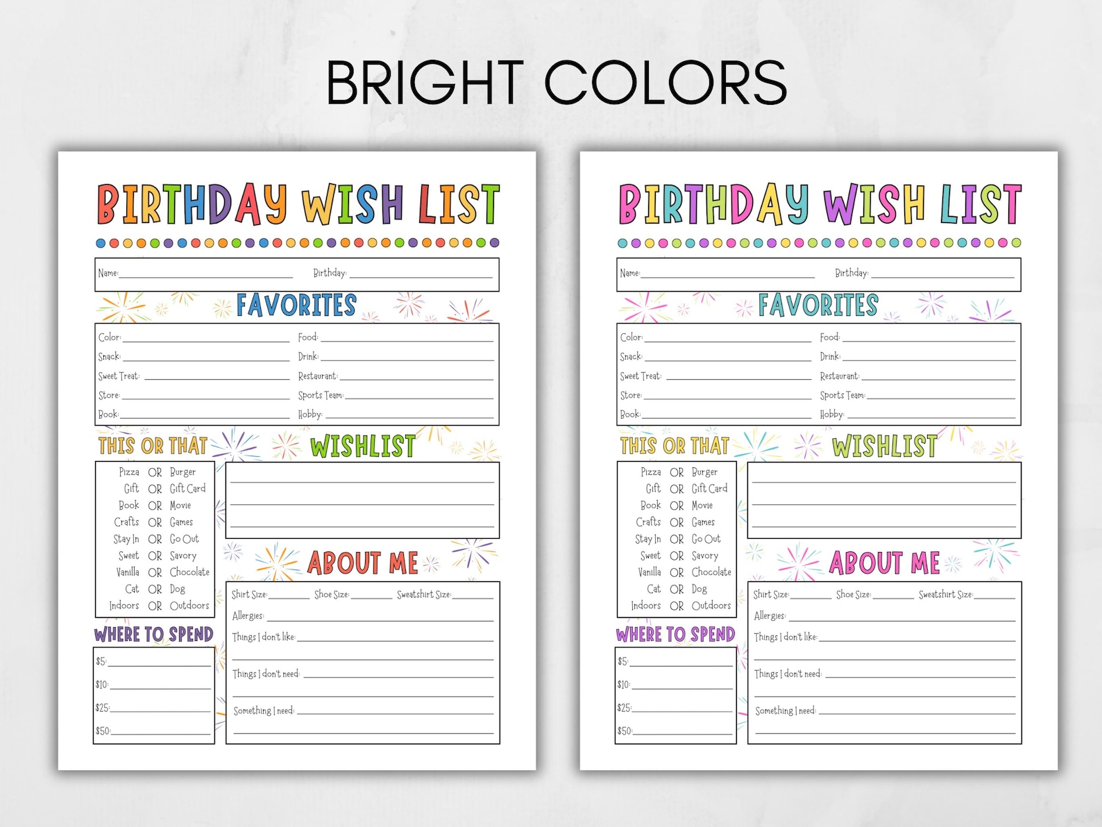Birthday Wish List Printable, Printable Birthday Questionnaire, My ...