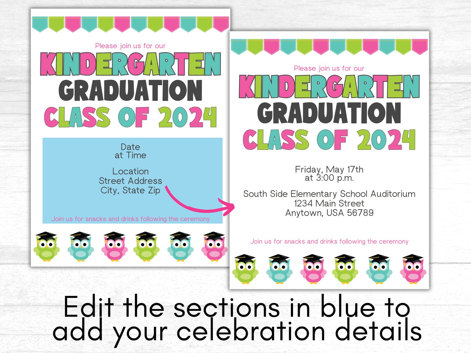 Kindergarten Graduation Invitation, Editable Kindergarten Graduation ...