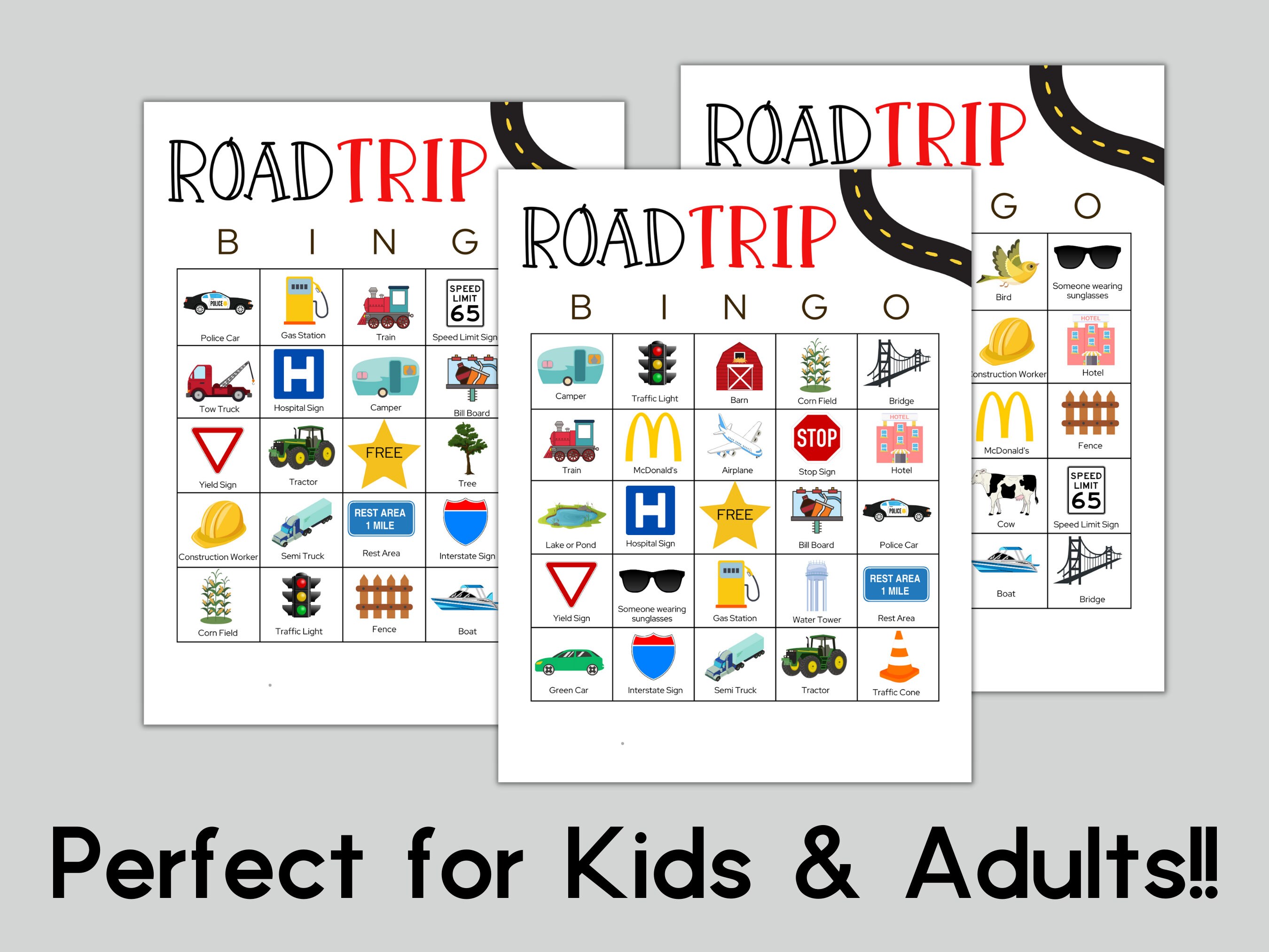 Road Trip Bingo, Kids Road Trip Games Printable, Travel Printables ...