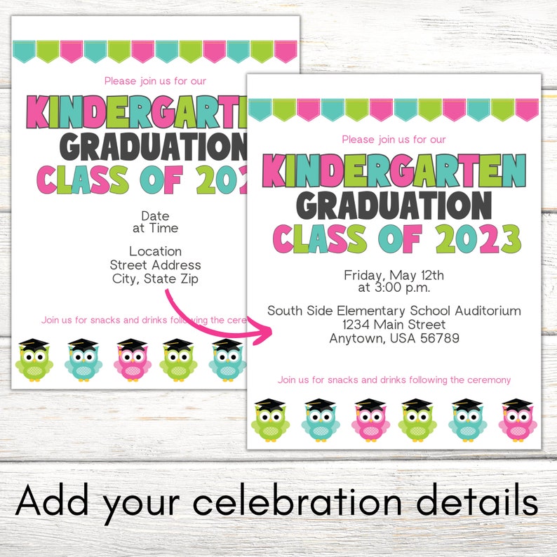 Kindergarten Graduation Invitation Editable Kindergarten - Etsy