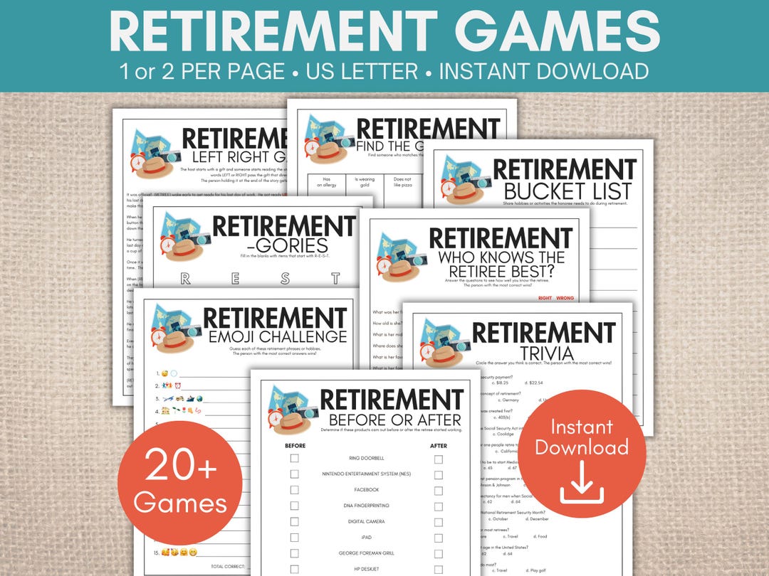 Retirement Party Games, Retirement Game Bundle, Retirement Office Party ...