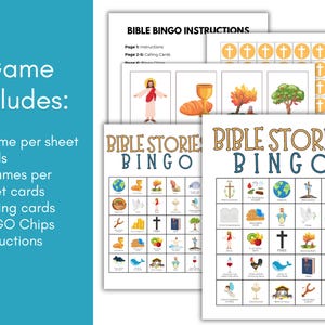 Bible Bingo, Bible Stories Bingo, Bible Activity for Kids, Bible Game ...