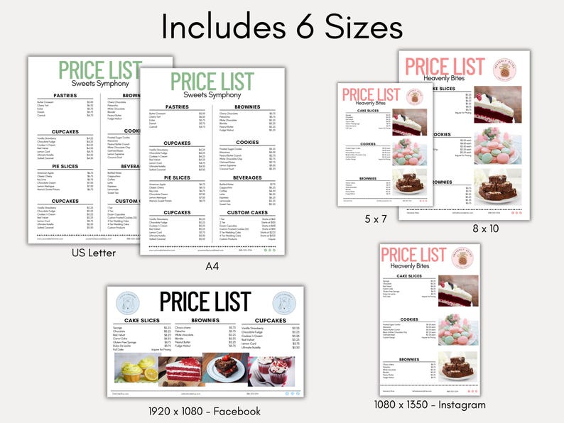 Bakery Price List Template, Canva Business Price List Editable Template ...