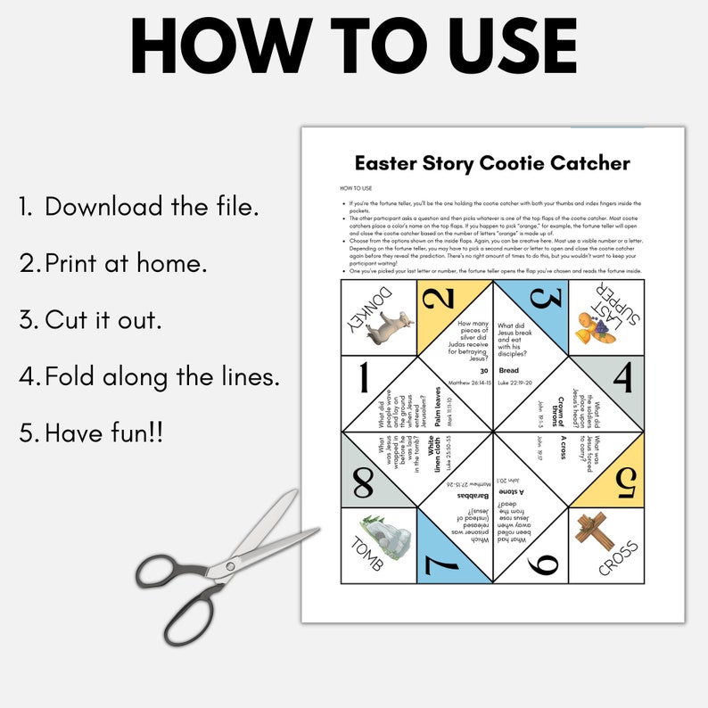 Easter Bible Story Cootie Catcher Catholic Easter Story for - Etsy