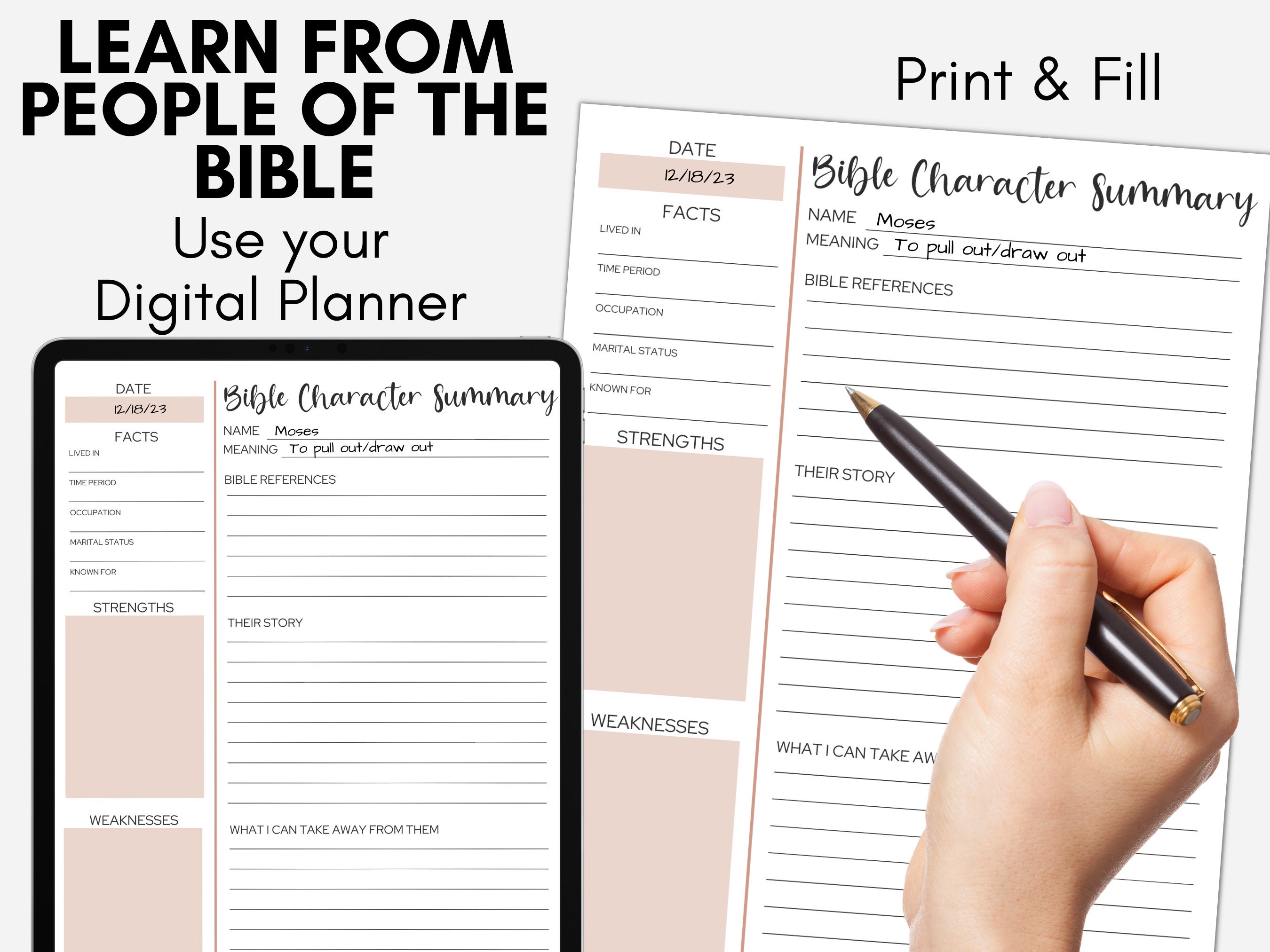 Bible Character Study Template, Printable Bible Character Study, Bible ...