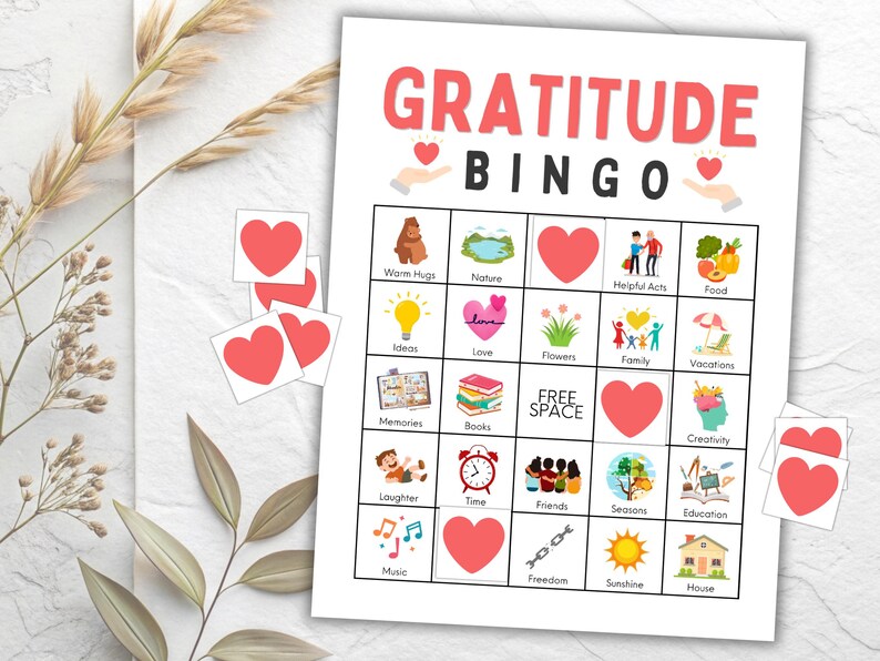 Gratitude Bingo, Thankful Bingo Cards, Counseling Bingo Game, Mental ...