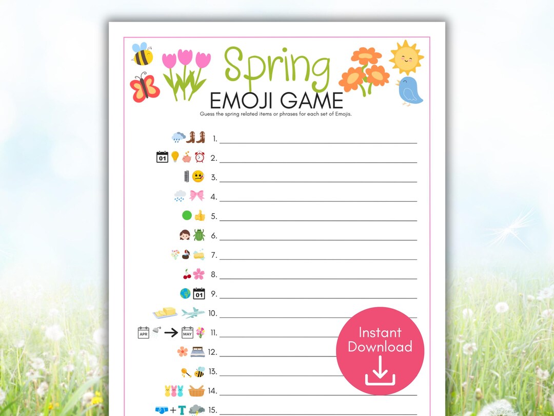 Spring Emoji Game, Emoji Spring Game, Printable Springtime Game, Spring ...