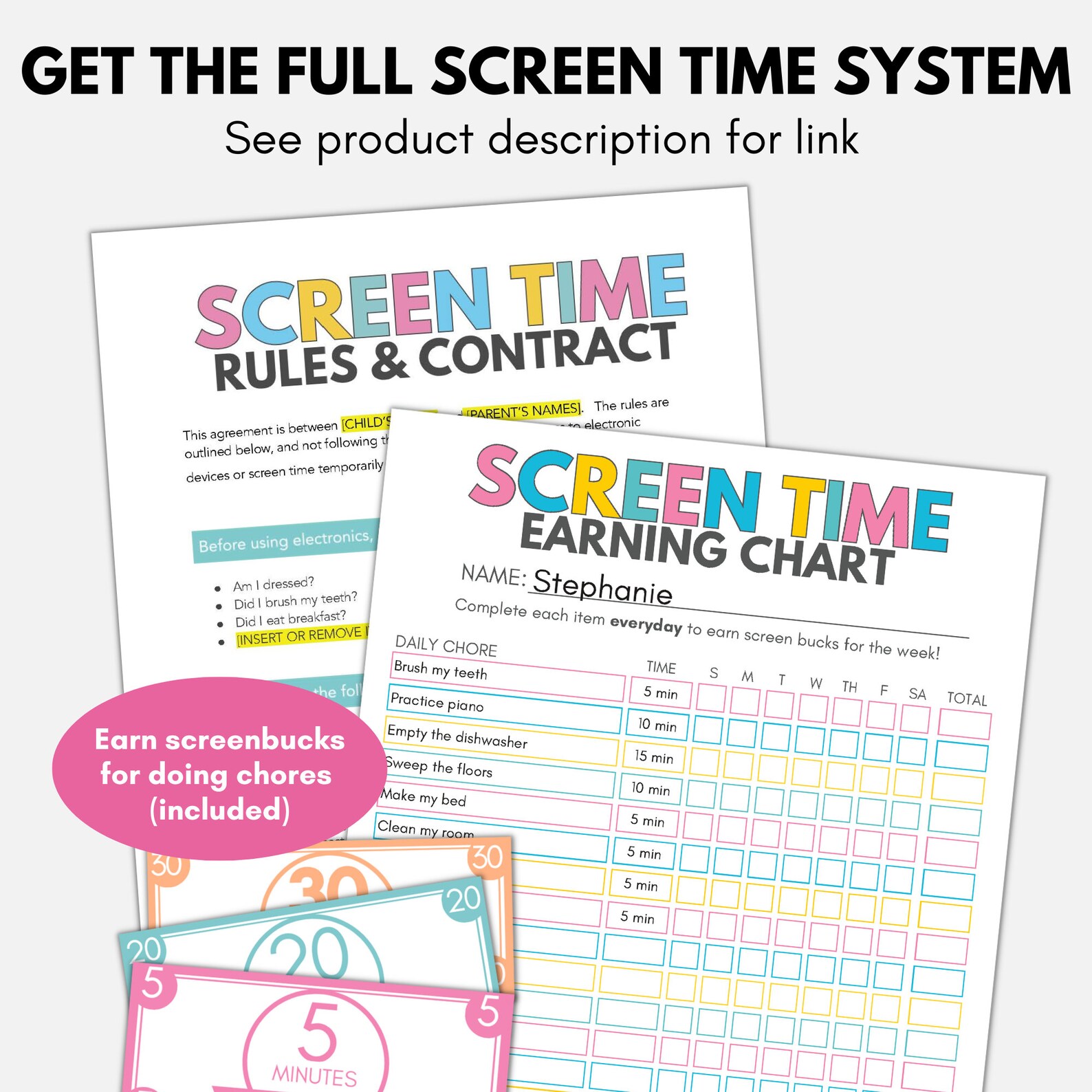 Screen Time Rules, Screen Time Contract, (Instant Download) - Etsy