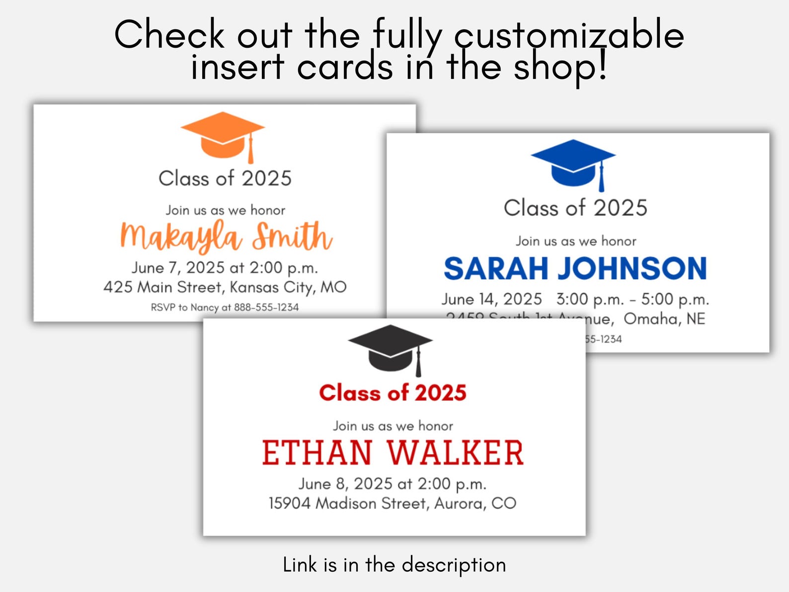 Printable Graduation Insert Card, Graduation Party Insert, Graduation ...