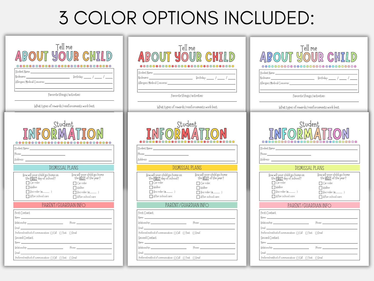Student Information Form, Student Information Sheet, Daycare All About ...