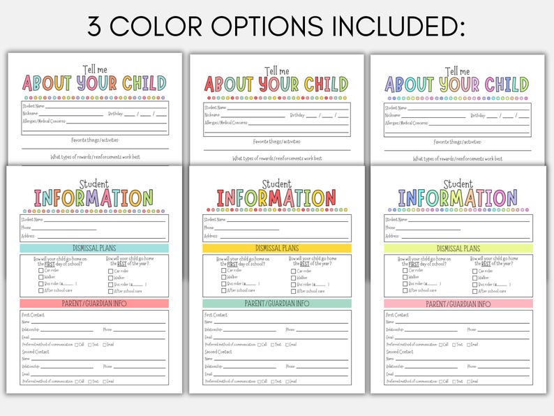 Student Information Form, Student Information Sheet, Daycare All About ...