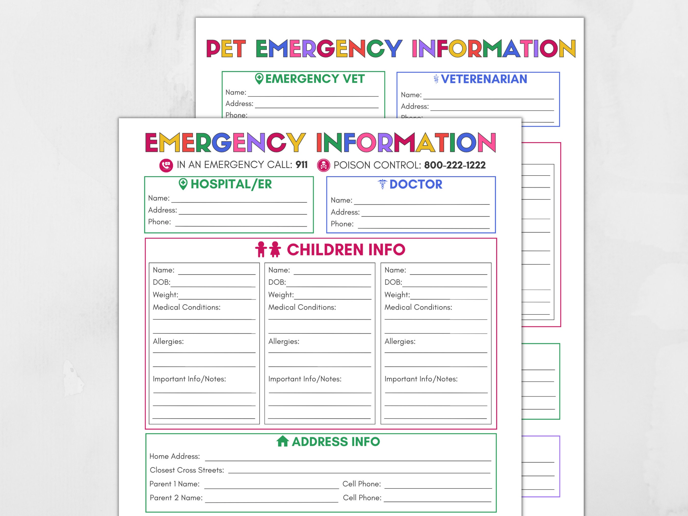 Emergency Information Sheet Babysitter Binder Childcare - Etsy